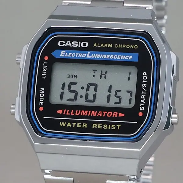 Casio Retro Digital Watch With Stainless Steel Band