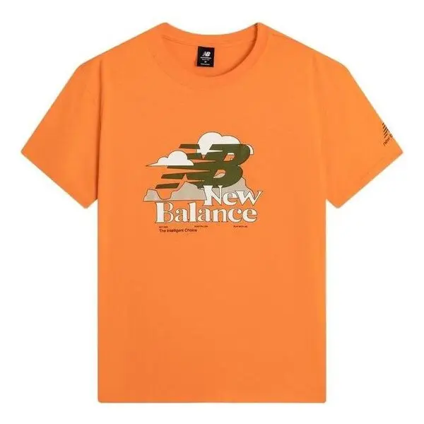 NEW BALANCE Logo Print Tee Asia Sizing 'orange Green - Orange/green