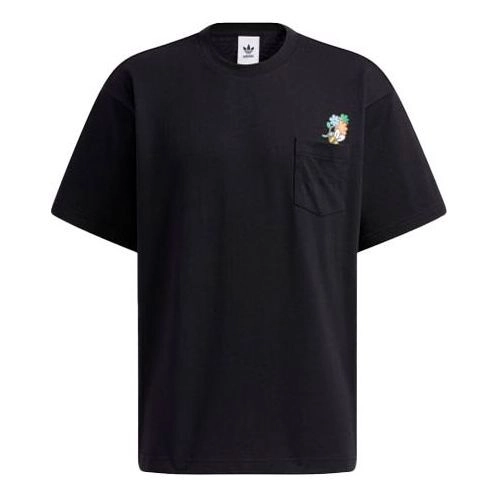 Adidas Originals Tee Ss Printed Sport Crew Neck Short Sleeve - Black