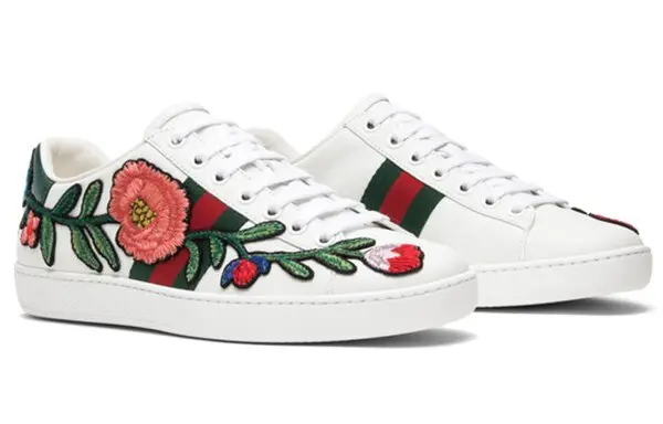 Gucci Ace Embroidered Floral Sneaker - White