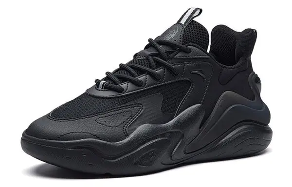 ANTA Chao Bai 3 Round Toe Lace-up Sneakers - Black
