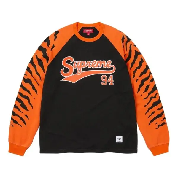 Supreme Tiger Print Raglan Long Sleeve T-shirt - Black