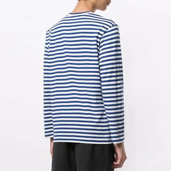 Play Comme Des Garcon Striped Big Heart Long-sleeve T-shirt - Blue/white