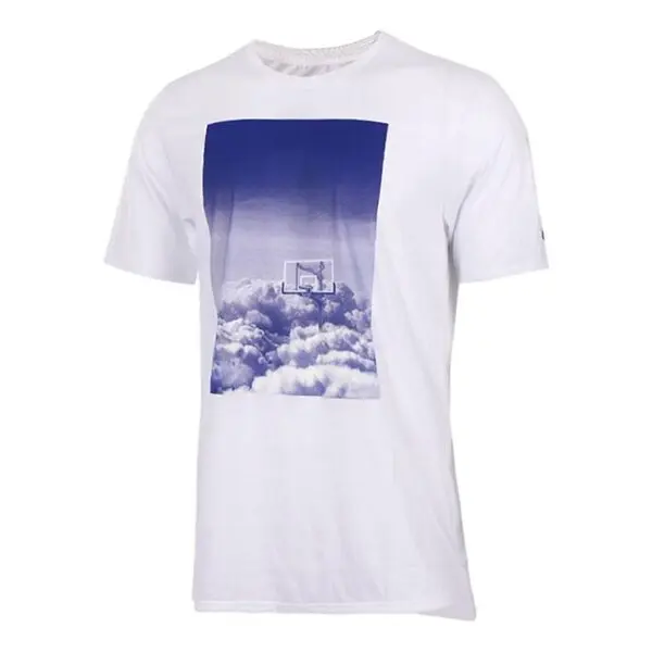 Nike Dri-fit Landscape Pattern Printing Round Neck Short Sleeve White T-shirt - Default Color