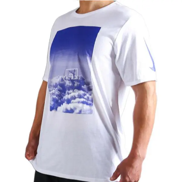 Nike Dri-fit Landscape Pattern Printing Round Neck Short Sleeve White T-shirt