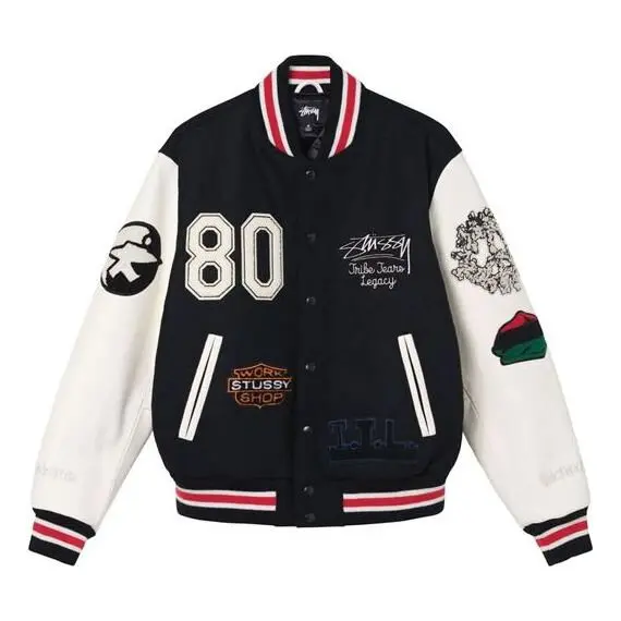 DENIM TEARS X Stussy X Our Legacy Varsity Jacket - Black