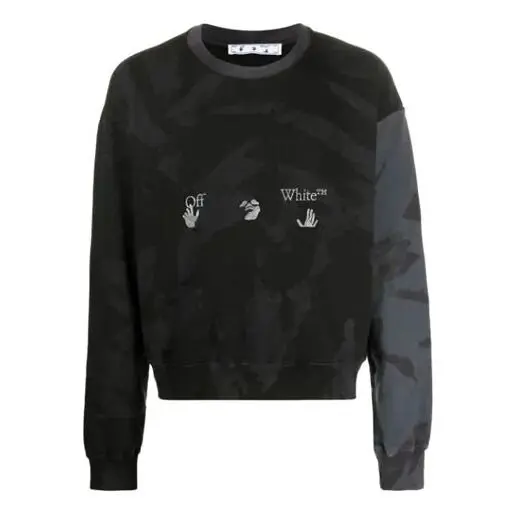 Off-White Camouflage Print Logo Crewneck Sweatshirt - Black