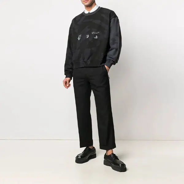 Off-White Camouflage Print Logo Crewneck Sweatshirt