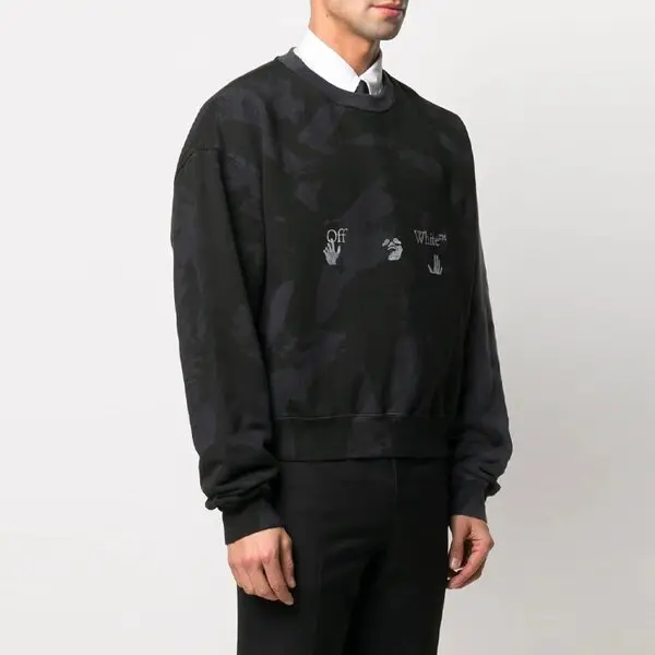 Off-White Camouflage Print Logo Crewneck Sweatshirt