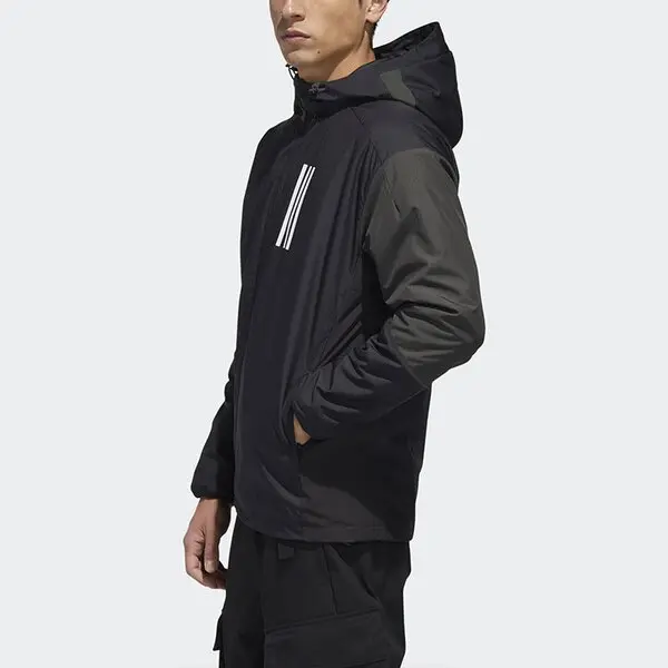 Adidas Hooded Windproof Jacket With Three-stripes Detail