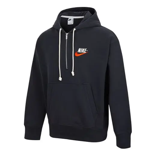 Nike Embroidered Logo Half Zip Hooded Knit Pullover