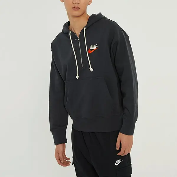 Nike Embroidered Logo Half Zip Hooded Knit Pullover