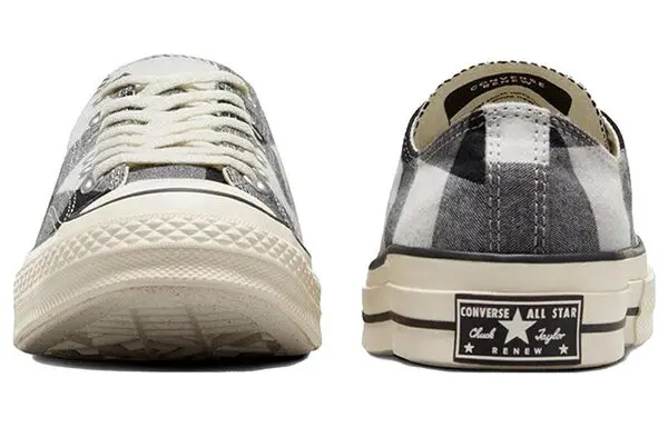 CONVERSE Beyond Retro X Chuck 70 Low Upcycled Flannel Sneakers - Black/grey/pristine