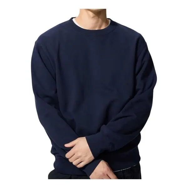 Uniqlo Crewneck Sweatshirt With Refined Ribbing - Navy