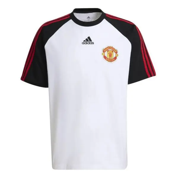 Adidas Manchester United Soccer/football Mufc Tg Tee Casual Sports Round Neck Colorblock Short Sleeve White - Multi-color