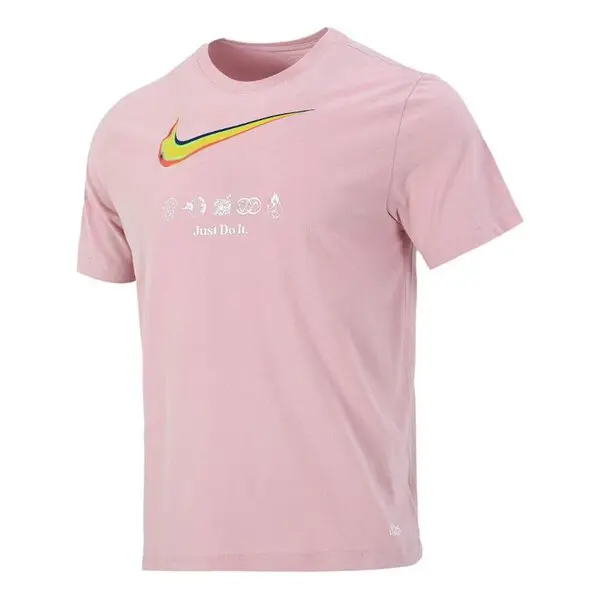Nike Dri-fit Great Unity Ss Tee1 Casual Sports Breathable Logo Printing Short Sleeve Pink Red T-shirt - Pinkred