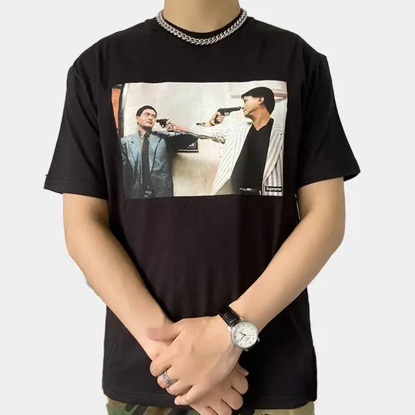 Supreme Ss22 The Killer Trust Tee Bloody Twins Chow Yun Fat Printing Short Sleeve - Black