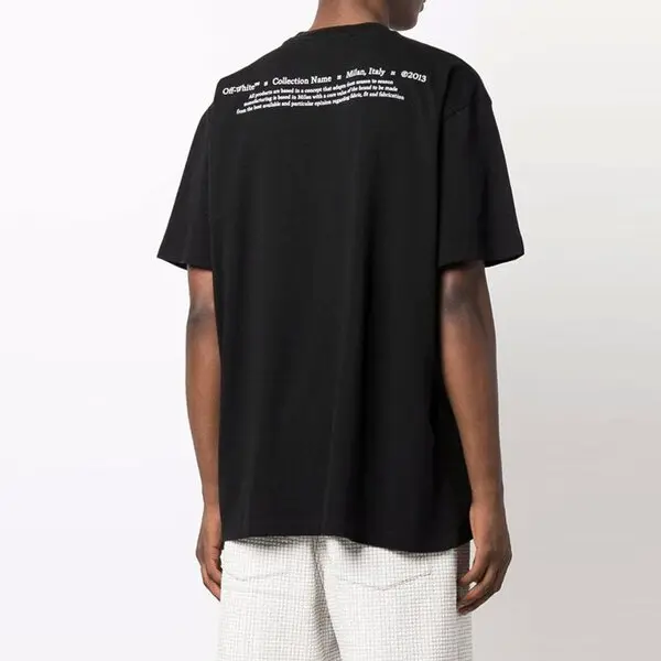 Off-White Fw21 Pattern Alphabet Printing Round Neck Short Sleeve Loose Fit Black - Black/multicolor