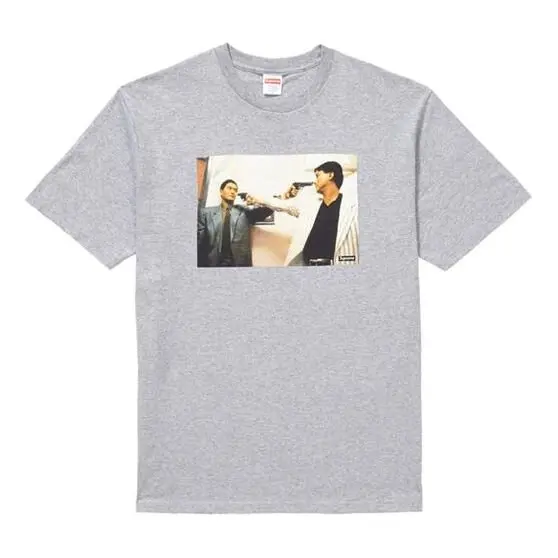 Supreme Fw18 The Killer Trust Tee Bloody Twins Chow Yun Fat Printing Short Sleeve Gray - Grey