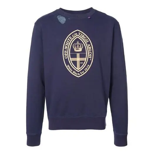 Off-White Distressed Logo Sweatshirt - Dark Blue