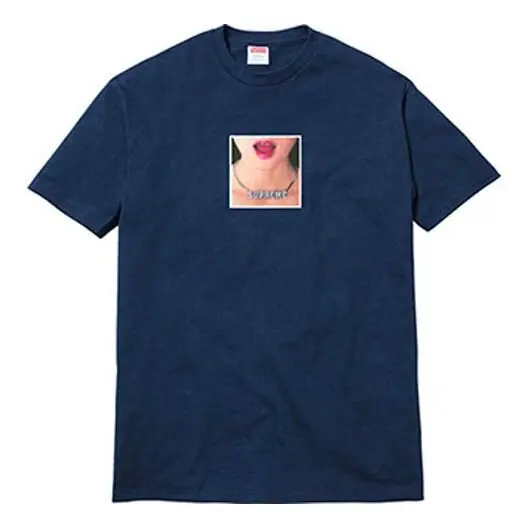 Supreme Ss18 Necklace Tee Navy Printing Short Sleeve Navy - Blue