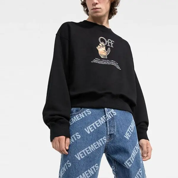 Off-White Black Logo Print Long Sleeve Sweatshirt