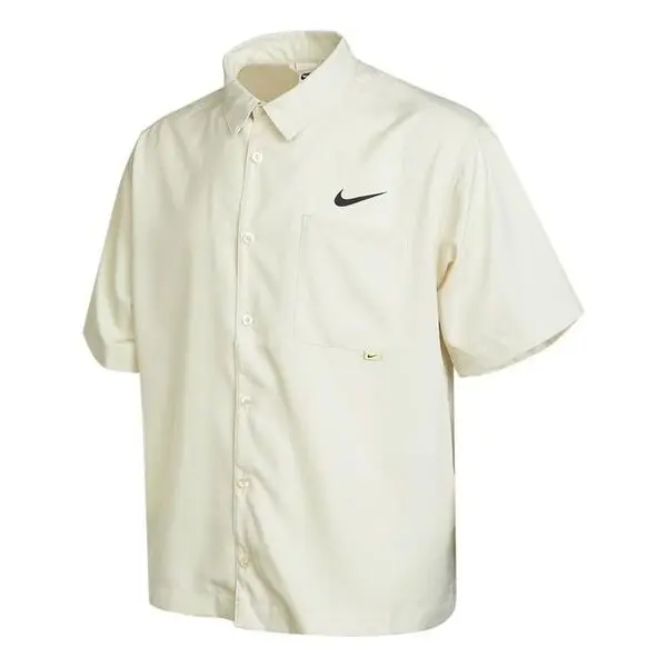 Nike Logo Single Breasted Solid Color Short Sleeve Lime Shirt - Default Color