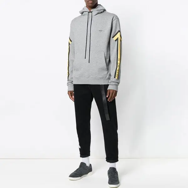 Off-White Grey Yellow Arrows Hooded Sweatshirt