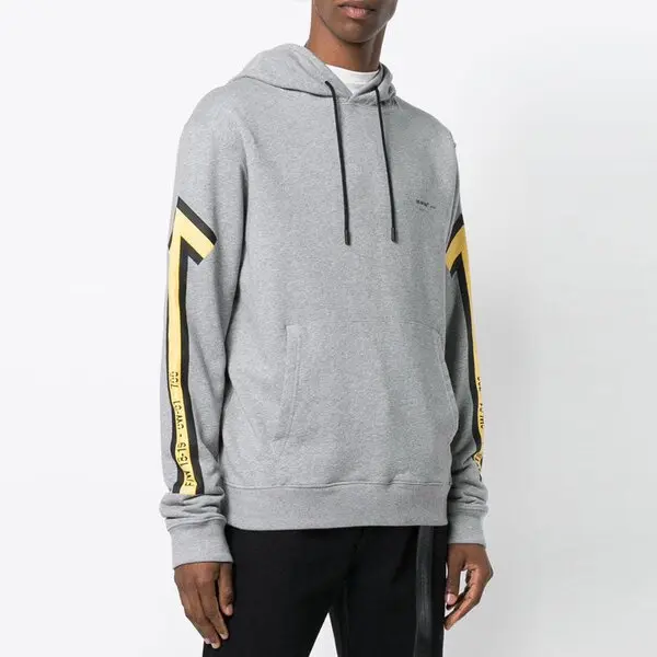 Off-White Grey Yellow Arrows Hooded Sweatshirt