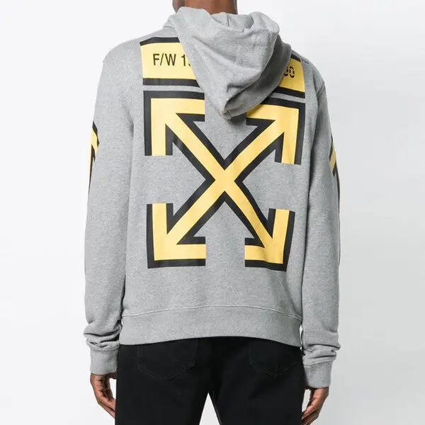 Off-White Grey Yellow Arrows Hooded Sweatshirt