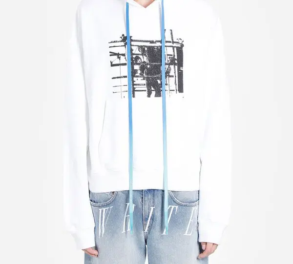 Off-White Graphic Print Hooded Sweatshirt - White
