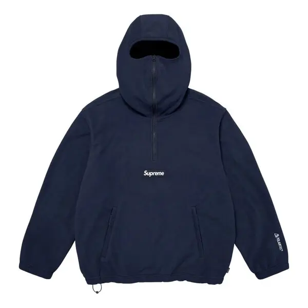 Supreme Fw25 Polartec Face Mask Half Zip Hooded Sweatshirt - Navy