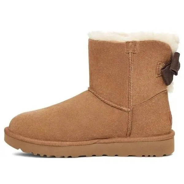 UGG Mini Bailey Suede Bow Boots - Beige