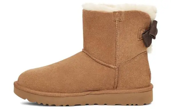 UGG Mini Bailey Suede Bow Boots - Beige