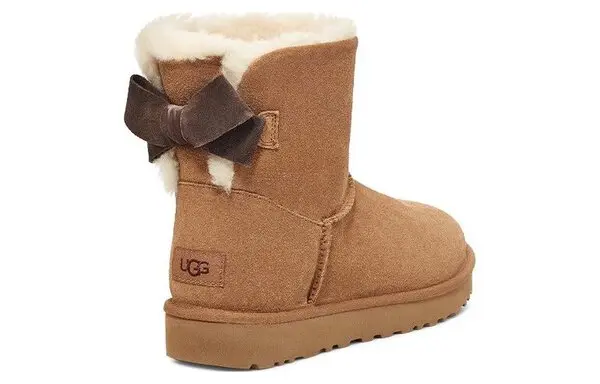 UGG Mini Bailey Suede Bow Boots - Beige