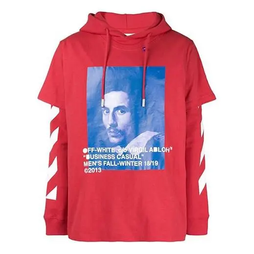 Off-White Portrait Graphic Hoodie - Red/blue