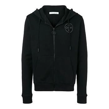 Off-White Embellished Logo Hooded Jacket - Black