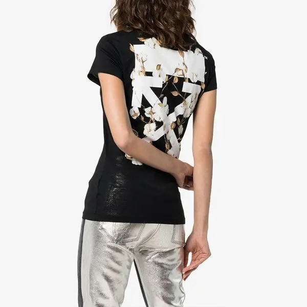 Off-White Cotton Arrows Sketch Print Short Sleeve T-shirt