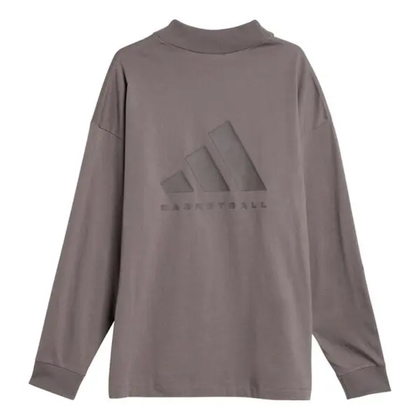 Adidas Basketball Long Sleeve Mock Neck Tee - Brown