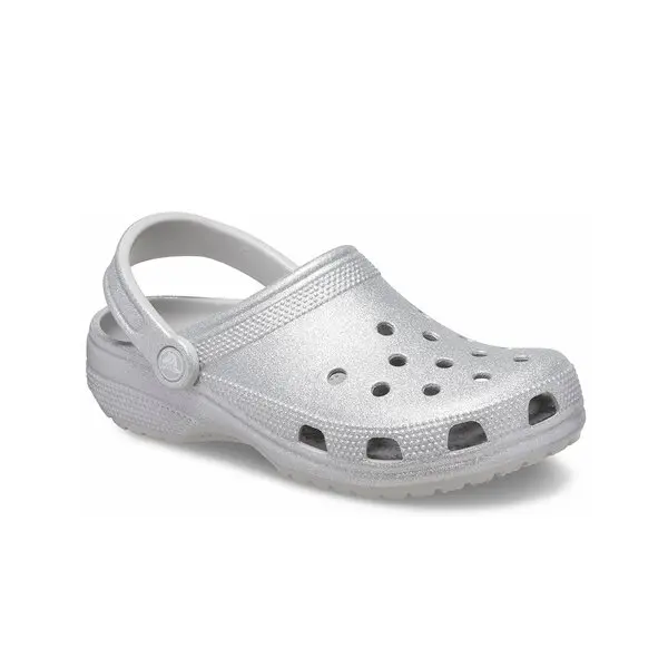 CROCS Classic Glitter Clogs - Silver