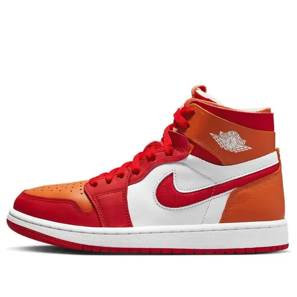 JORDAN 1 Zoom Air Comfort High Top Sneakers - White/red/orange