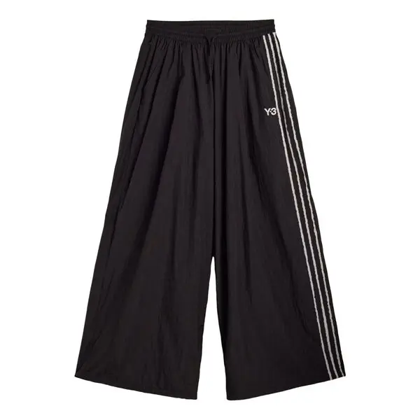 Adidas Y-3 Raw Edge 3 Stripes Wide Leg Pants - Black