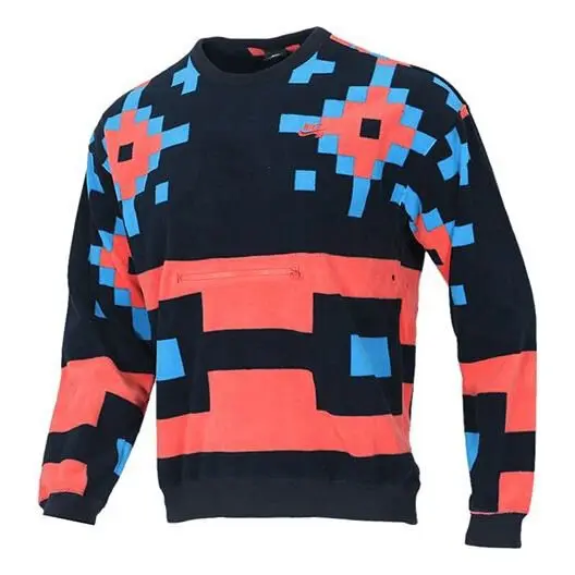 Nike Icon Pattern Crew Neck Sweater - Black/red