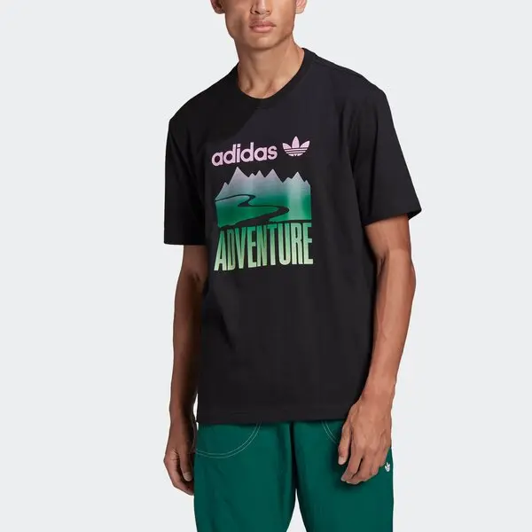 Adidas Originals Adv Mount Tee Retro Pattern Sports Short Sleeve