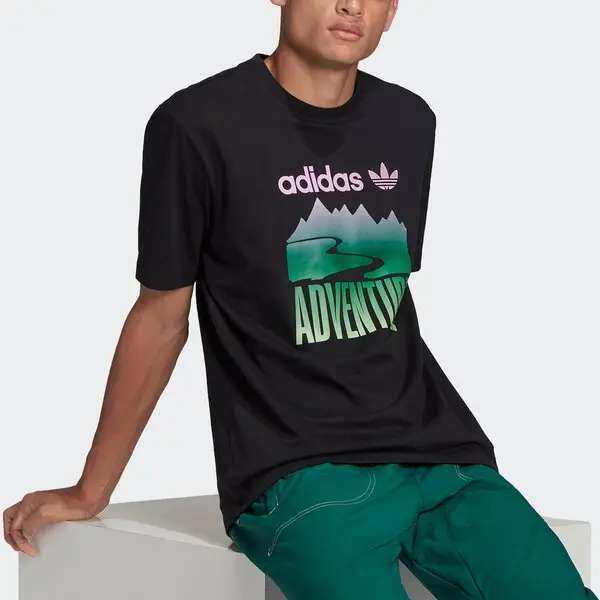 Adidas Originals Adv Mount Tee Retro Pattern Sports Short Sleeve