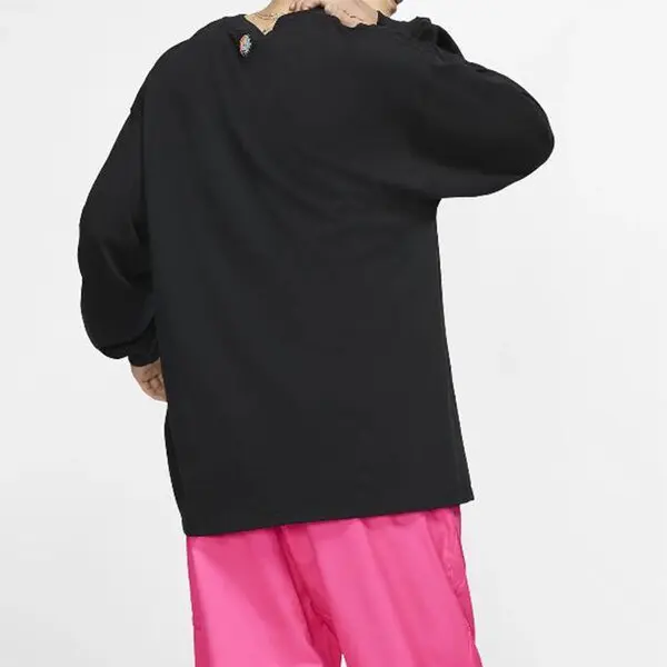 Nike X Atmos Jointly Signed Printing Round Collar Long Sleeve T-shirt - Black
