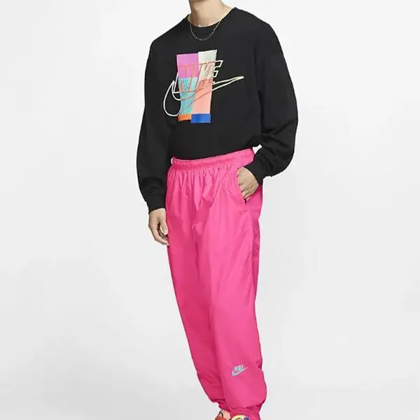 Nike X Atmos Jointly Signed Printing Round Collar Long Sleeve T-shirt - Black