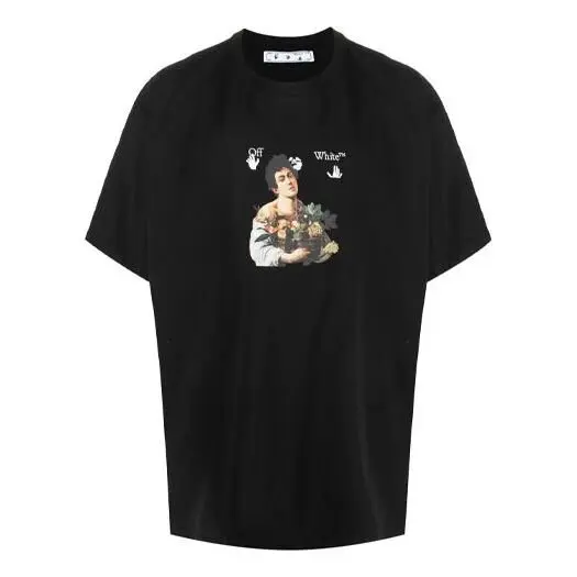 Off-White Cartoon Graphic Loose Fit T-shirt - Black