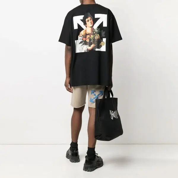 Off-White Cartoon Graphic Loose Fit T-shirt - Black