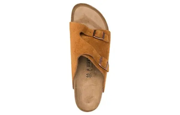 BIRKENSTOCK Suede Leather Buckled Slides - Mink